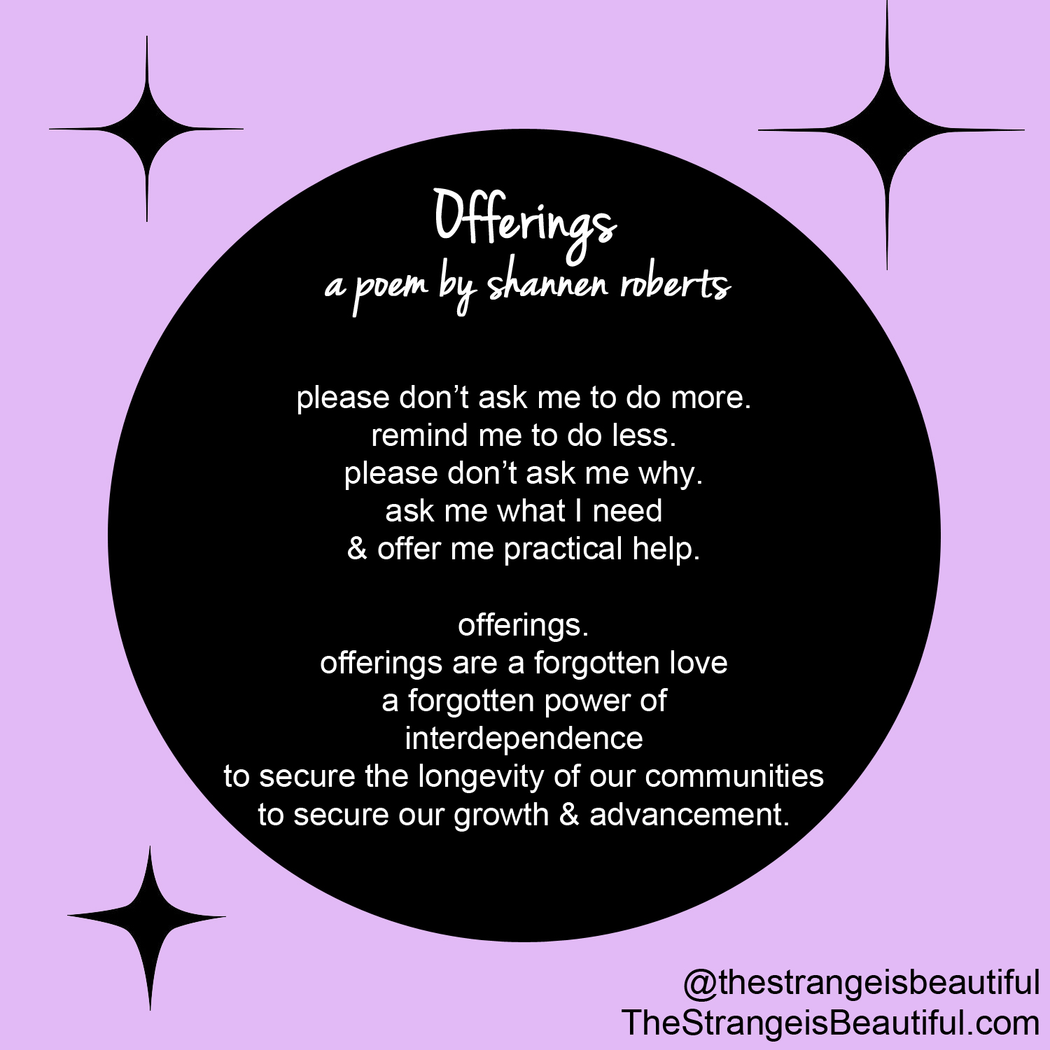 "Offerings" - Poetry by Shannen Roberts • The Strange is Beautiful
